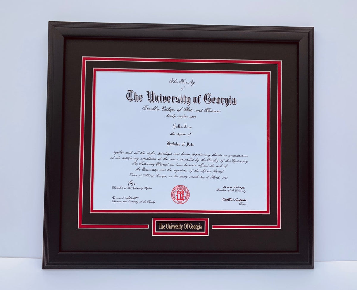 UGA Diploma Frame – The Red Zone- Athens, GA